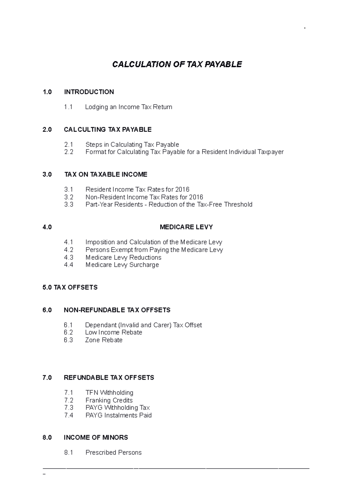 Taxable Payable - CALCULATION OF TAX PAYABLE 1 INTRODUCTION 1 Lodging ...