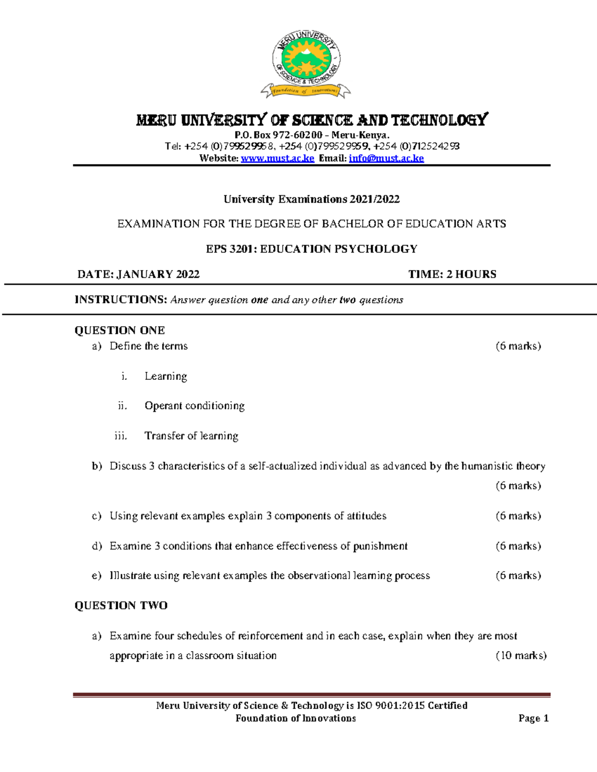 EPS 3201 Educational Psychology - Meru University of Science ...