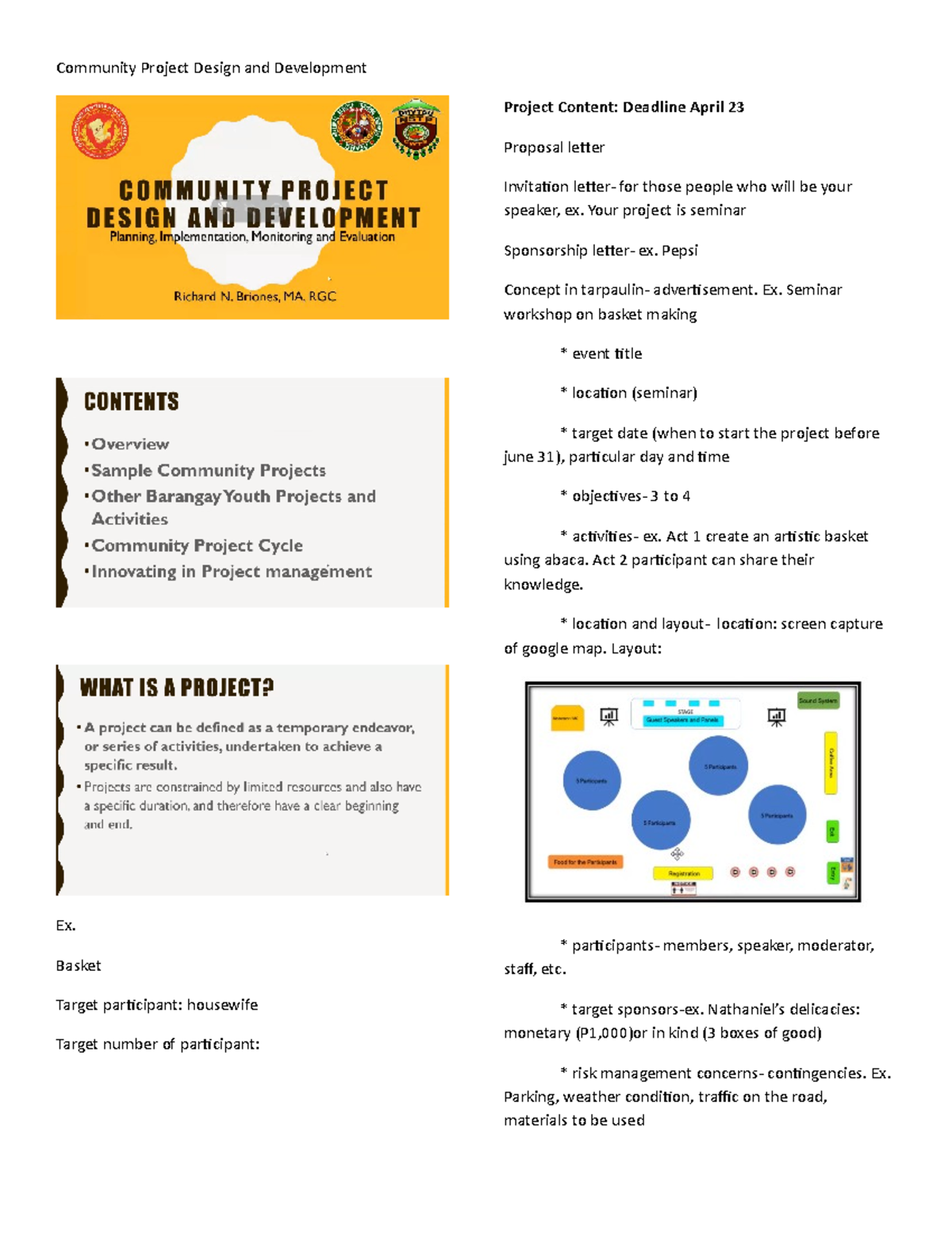 2 Community Project Design and Development - Basket Target participant ...