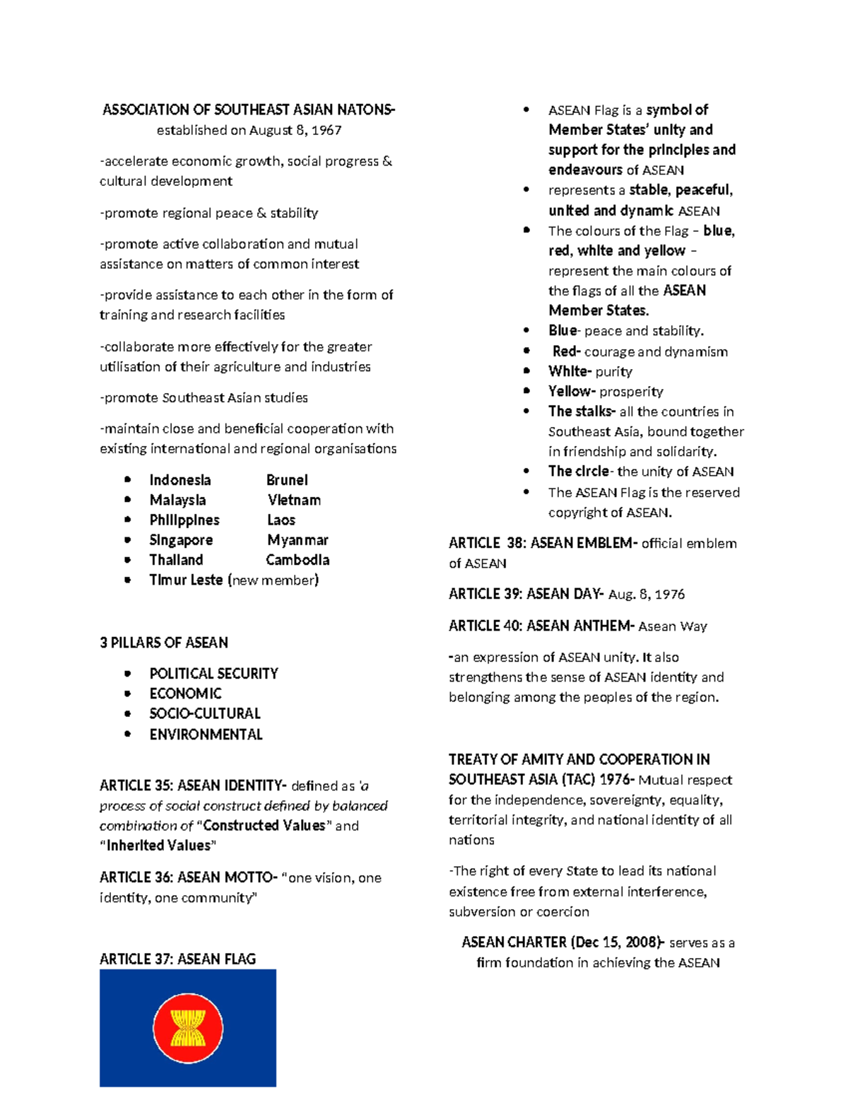 Asean- Reviewer Prelim - ASSOCIATION OF SOUTHEAST ASIAN NATONS ...