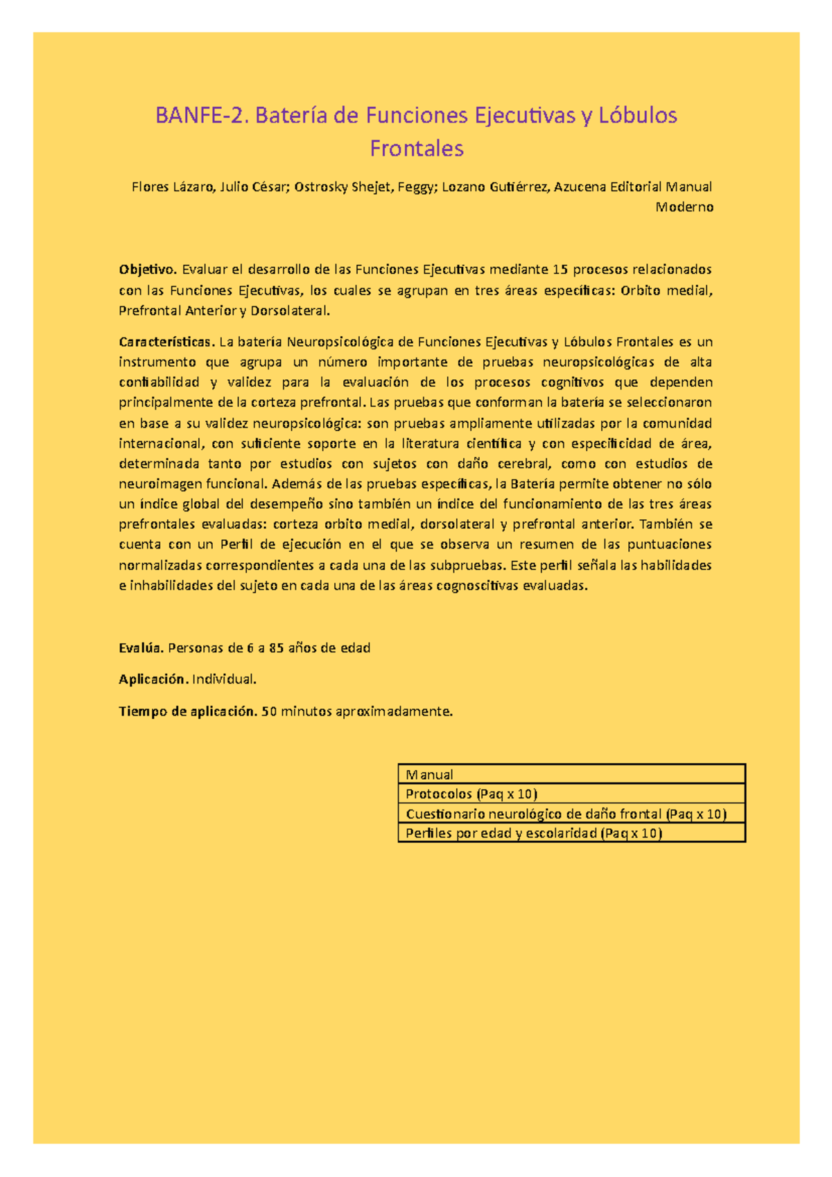 Banfe - dmdkdkdk - BANFE-2. Batería de Funciones Ejecutivas y Lóbulos ...