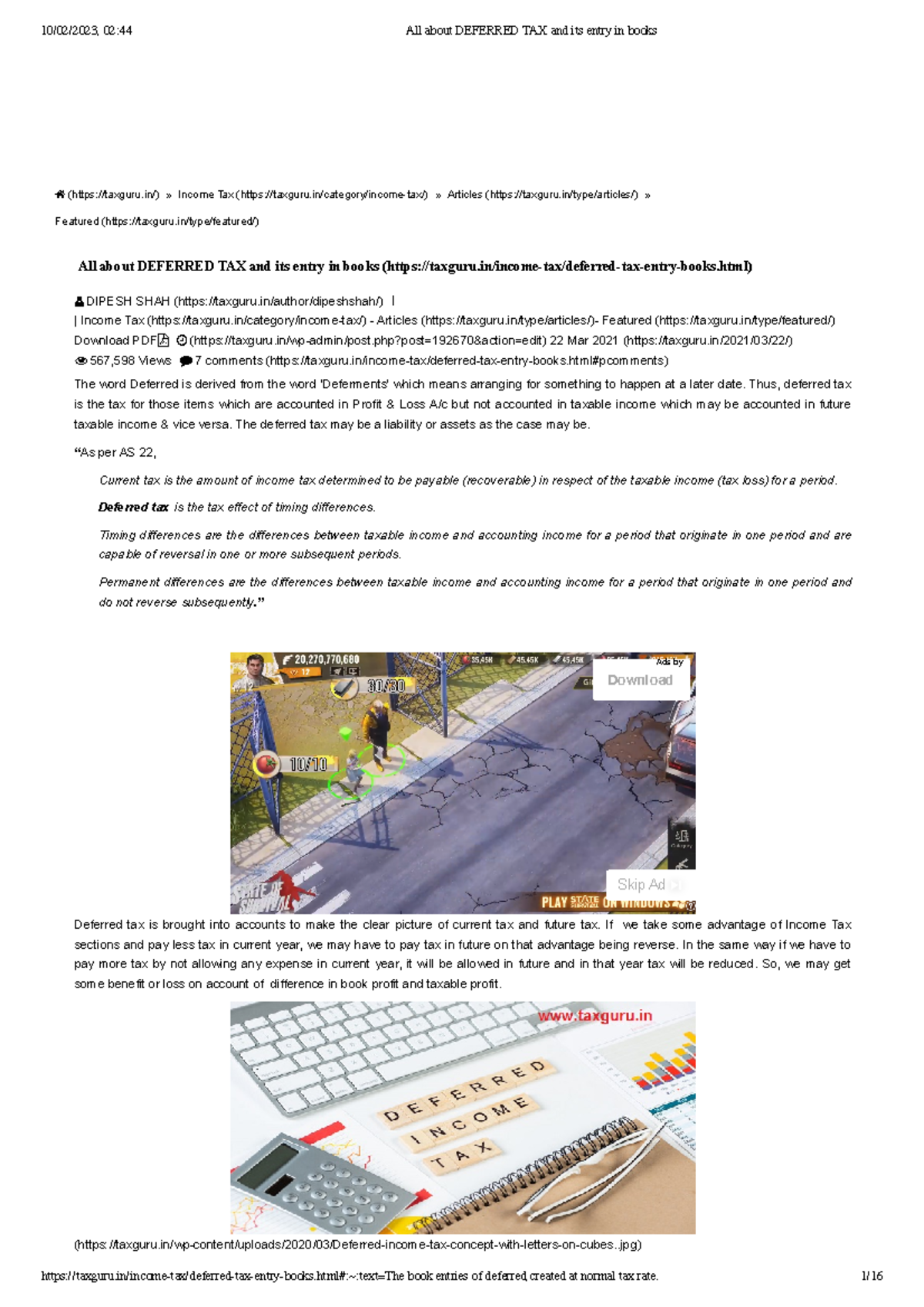 All about Deferred TAX and its entry in books - Financial Management ...