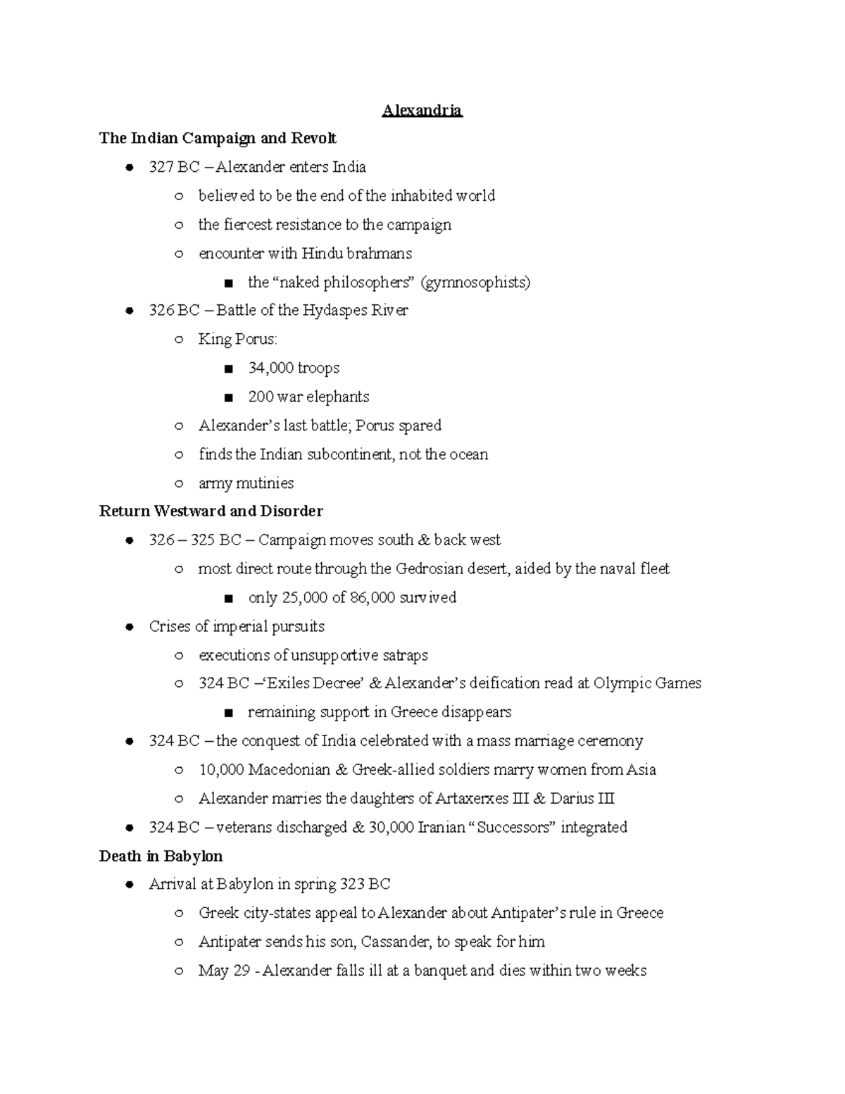 Alexandria Notes - $OH[DQGULD 7KH ,QGLDQ &DPSDLJQ DQG 5HYROW Ɣ - Studocu