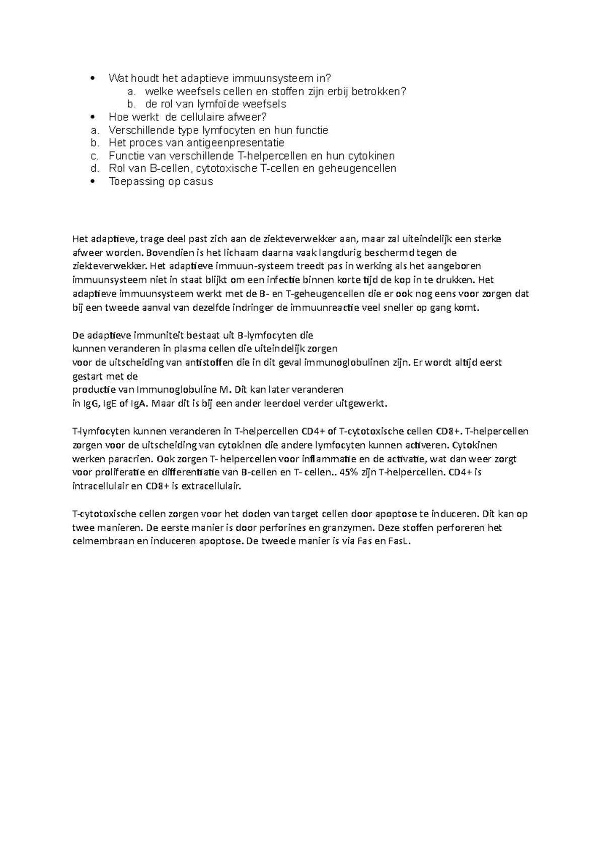 Verteer En Verweer Casus 9 Wat Houdt Het Adaptieve Immuunsysteem In
