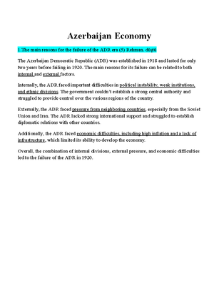 Model Answer 9 - fhjbwefhebw - Azerbaijan Economy - Studocu