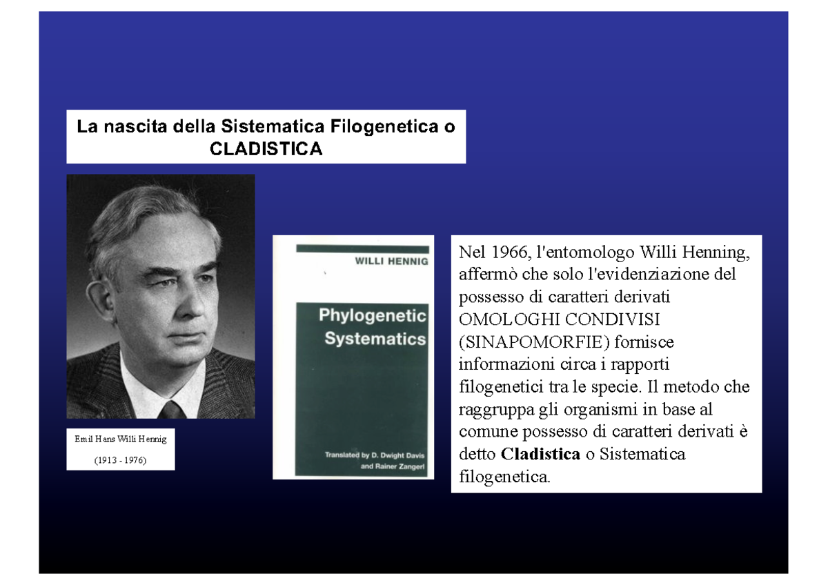 lezione di zoologia per biologia - Emil Hans Willi Hennig (1913 - 1976 ...