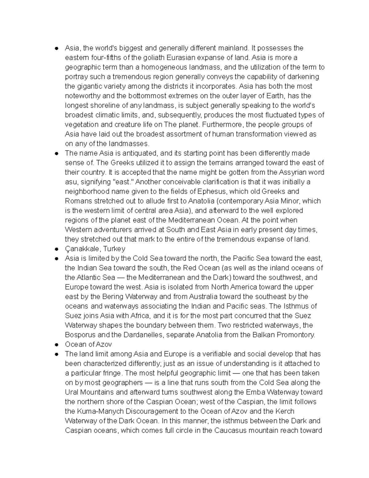 Asia Intro - Lecture notes from class - Asia, the world's biggest and ...