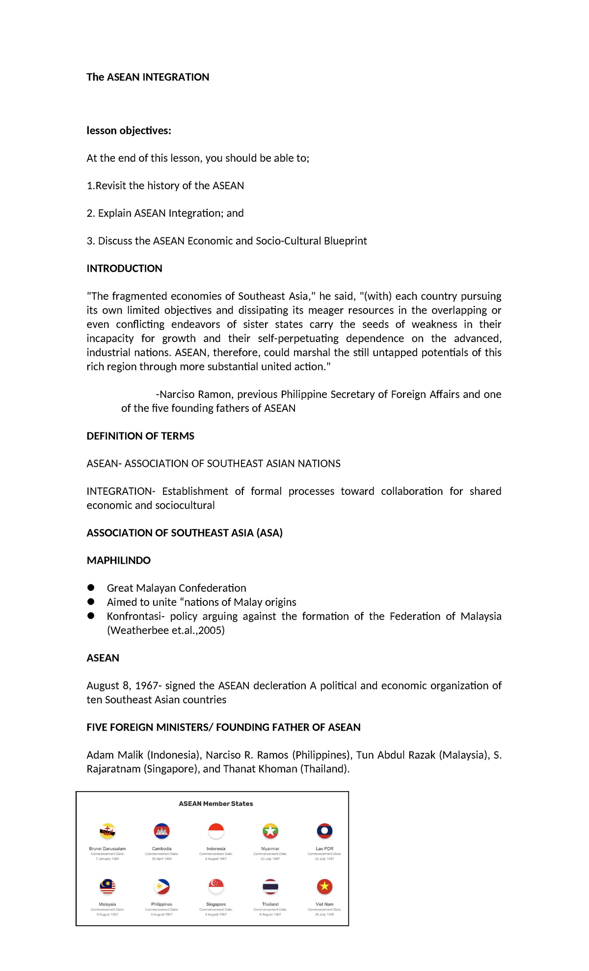 Written Report Contemporary World - The ASEAN INTEGRATION lesson ...