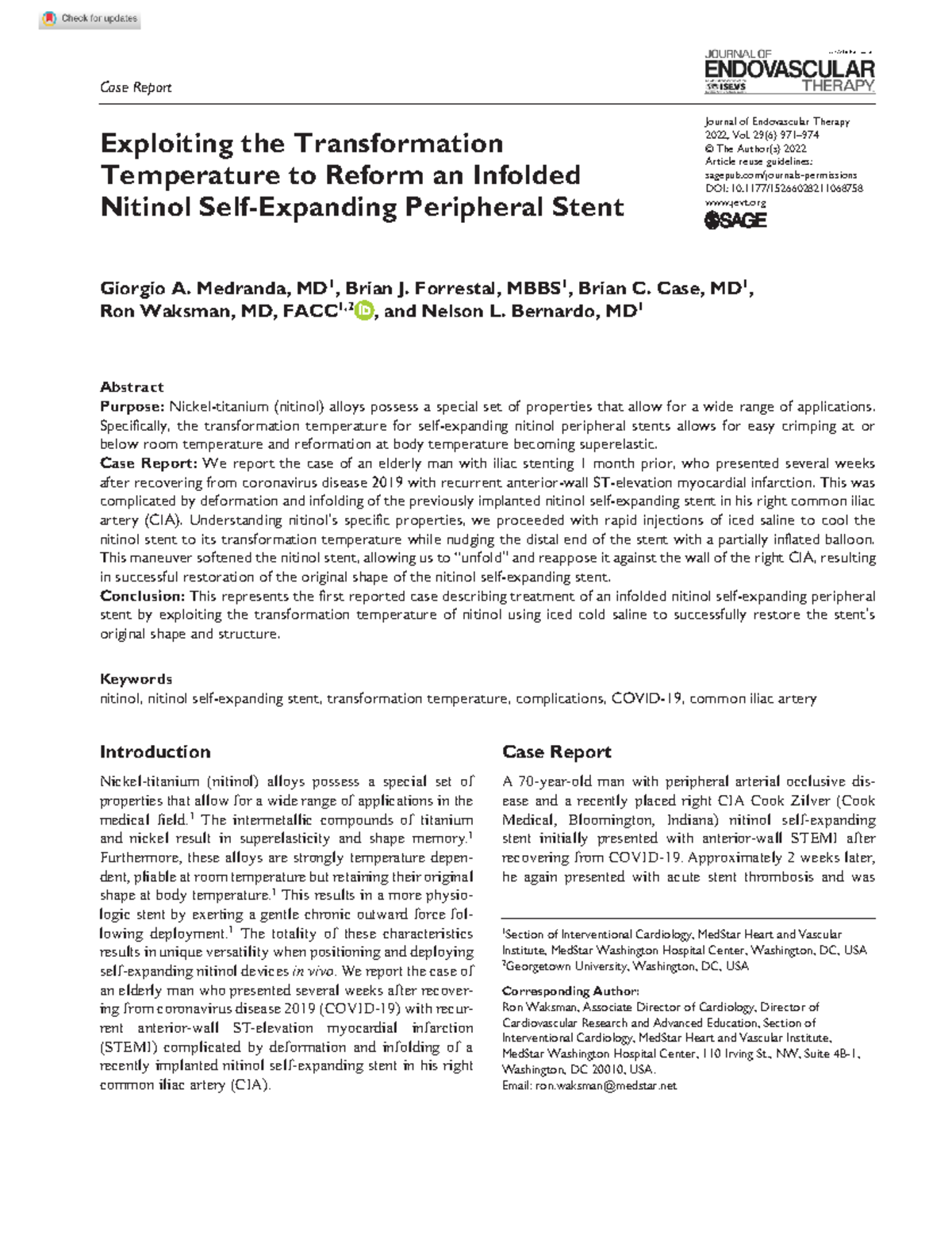 Exploiting the Transformation Temperature to Reform an Infolded Nitinol ...