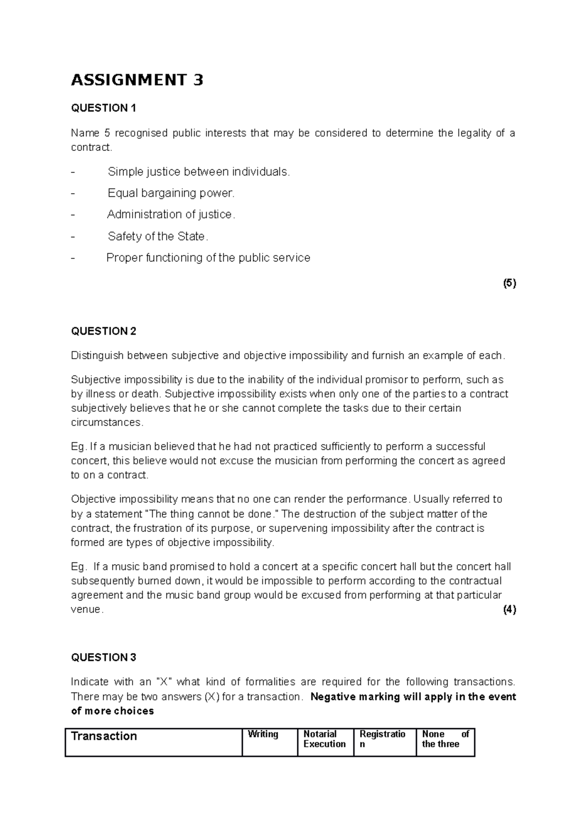 CLAW Assignment 3 - ASSIGNMENT 3 QUESTION 1 Name 5 recognised public ...