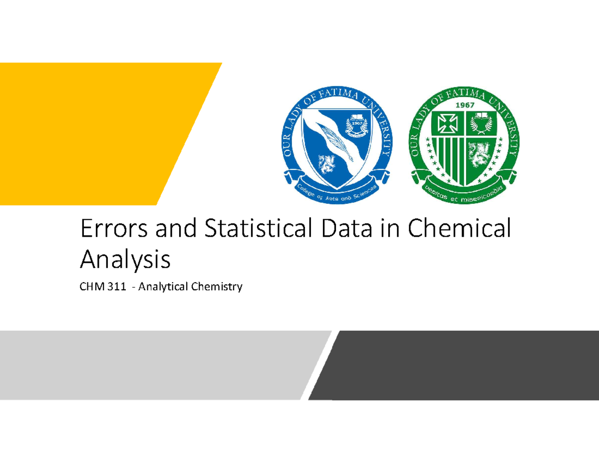 2- Errors and Statistical Data in Chemical Analysis - Errors and ...