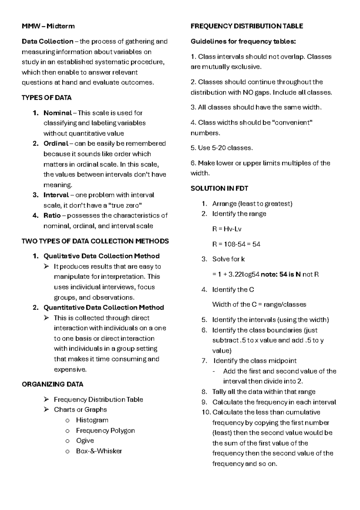 Mathematics in Modern World - Midterm - Reviewer - MMW – Midterm Data ...