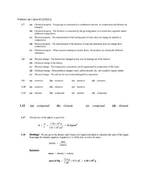 Problem Set 4 answer - CHEM 120 - Problem set 4 (due 9/30/2022). - Studocu