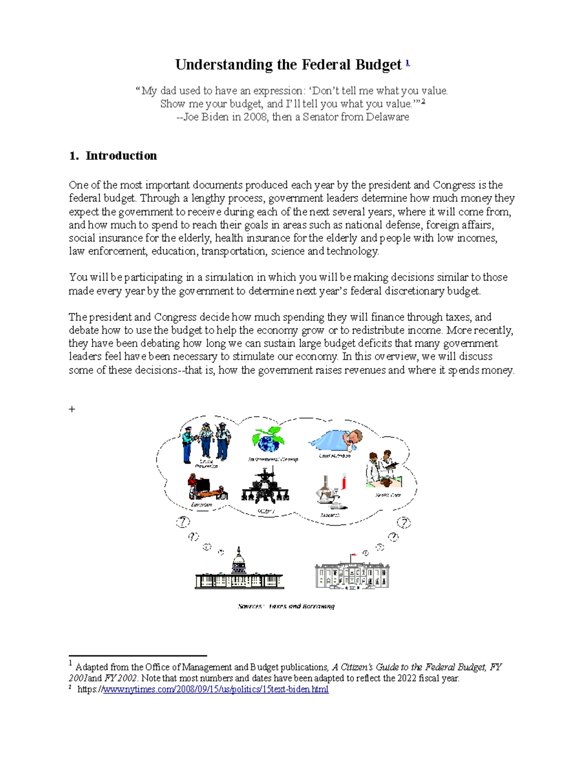 Federal Budget reading with questions - Understanding the Federal ...