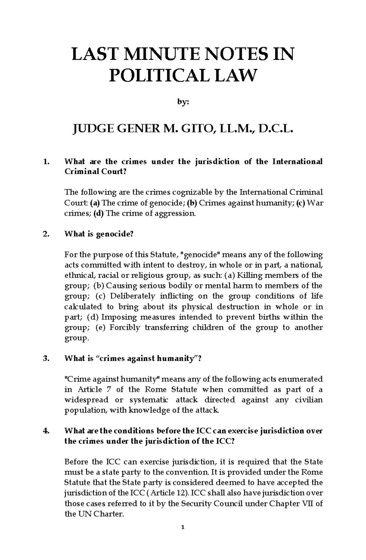 Judge Gitos LAST Minute TIPS IN Political LAW - LAST MINUTE NOTES IN ...