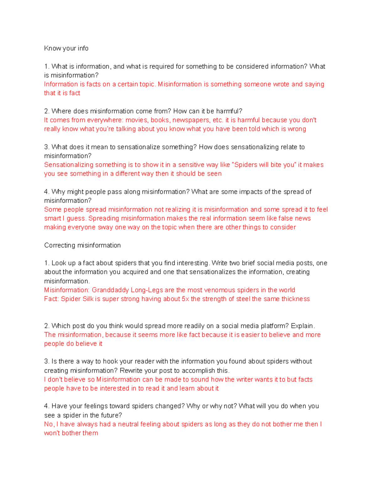 Misinformation worksheet - Know your info What is information, and what ...
