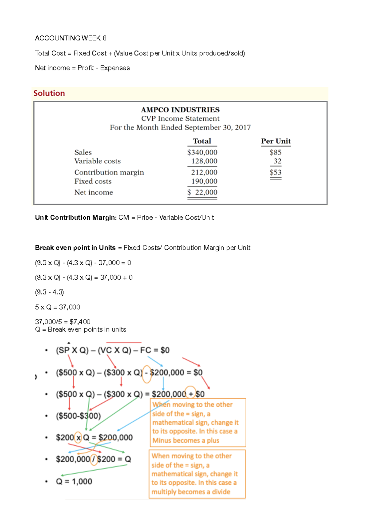 BUSN104 Notes - short summary of some formulas - ACCOUNTING WEEK 8 ...