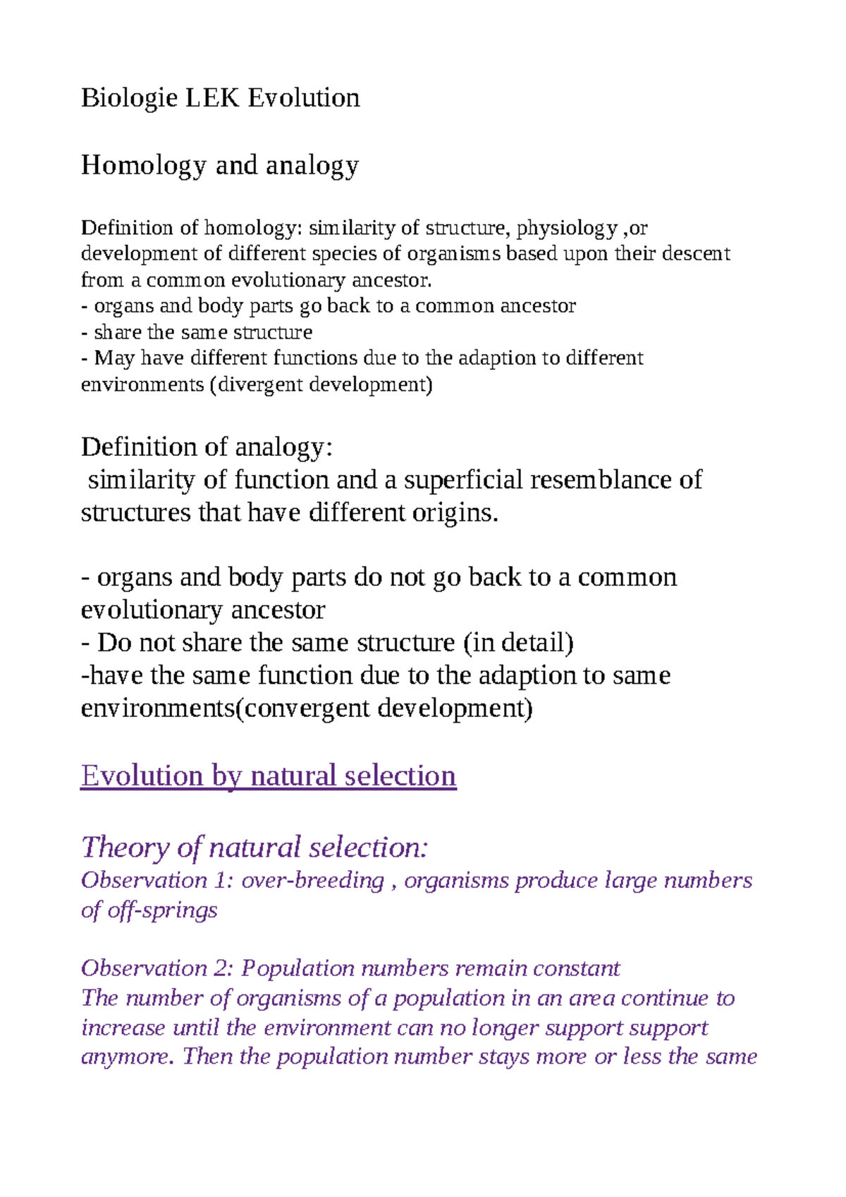 Evolution biology - Biologie LEK Evolution Homology and analogy ...