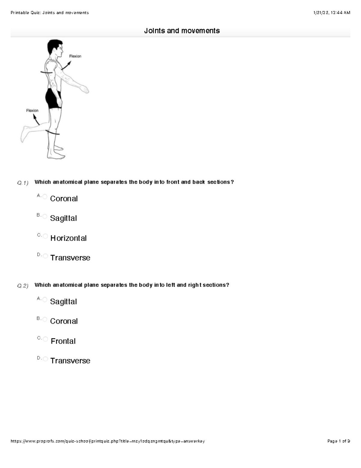 Joints and movements - This is a practice quiz to help you be ...