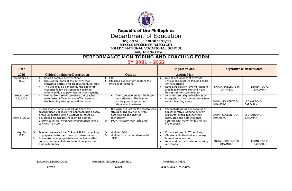 PMCF - useful - Republic of the Philippines Department of Education ...