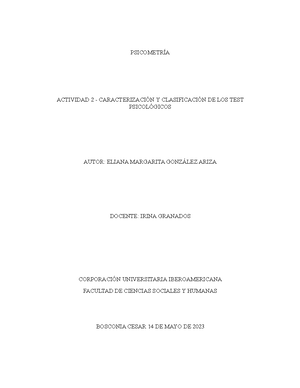 Actividad 2 Clasificacion DE LAS Pruebas Psicologicas - PSICOMETRIA ACTIVIDAD #2 CLASIFICACIÓN ...