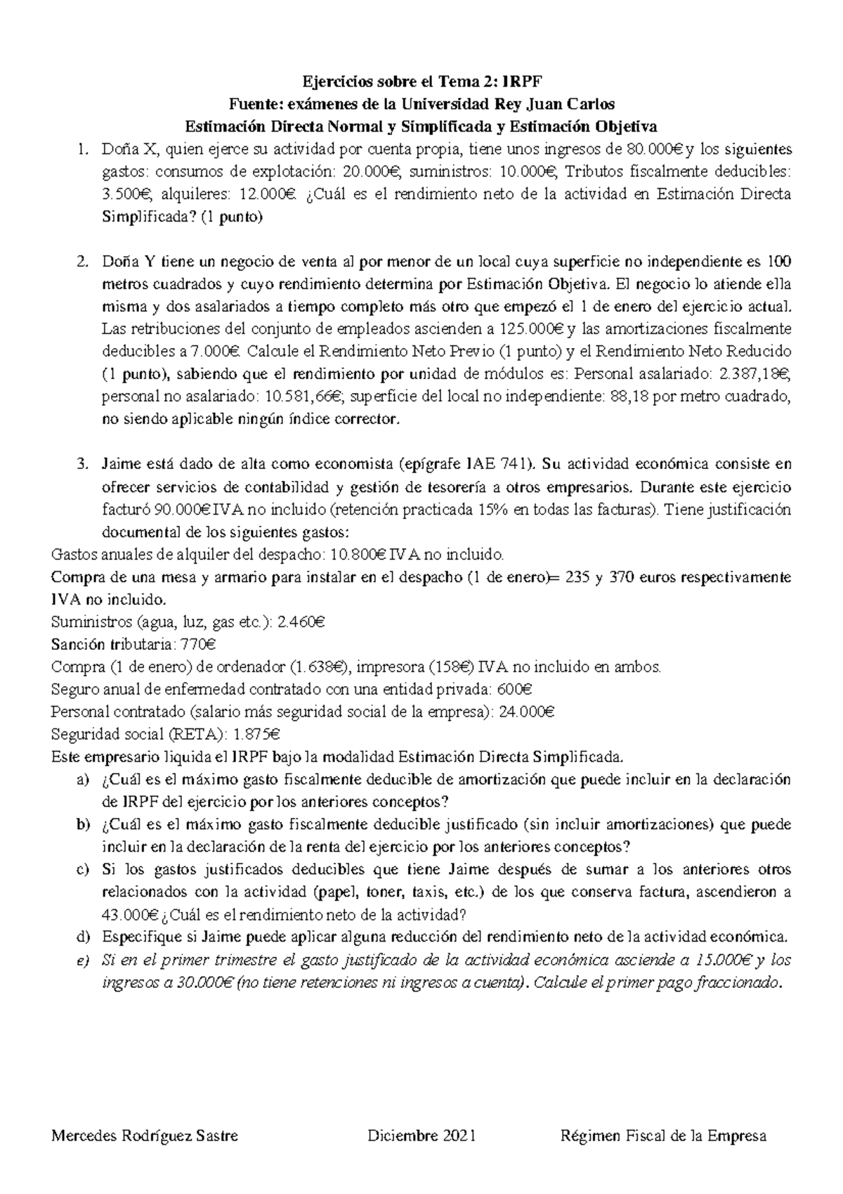 Ejercicios de examen Tema 2 versión definitiva - Ejercicios sobre el Tema 2: IRPF Fuente ...