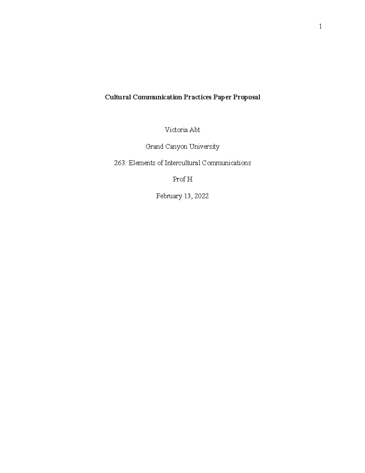 Cultural communications paper proposal ABT - Cultural Communication ...
