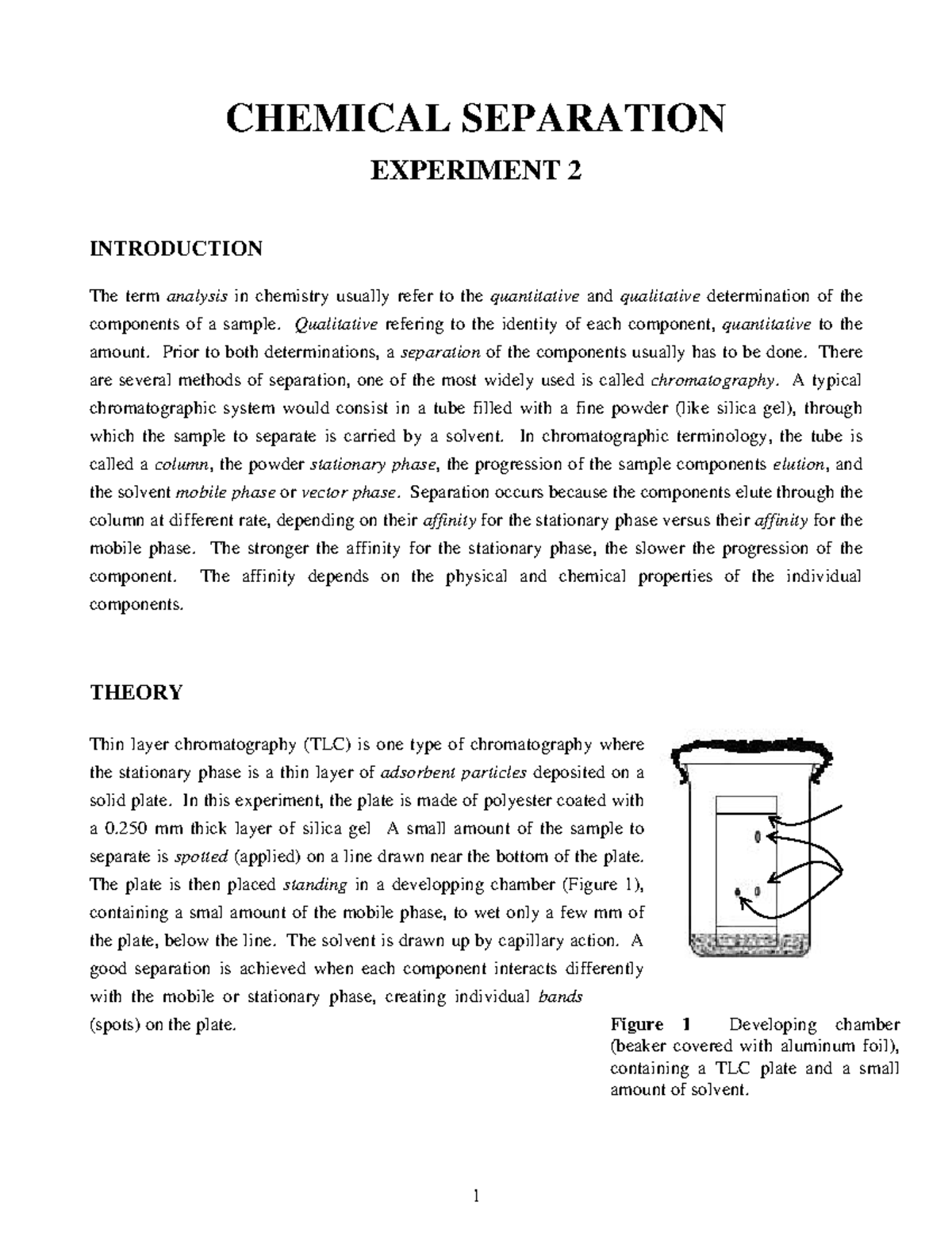 Practical, Questions and answers - Experiment 2: Chemical Separation ...