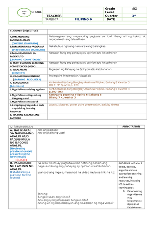 Contextualized Lesson PLAN IN MATH 9 - Copyright Page LEARNING RESOURCE ...
