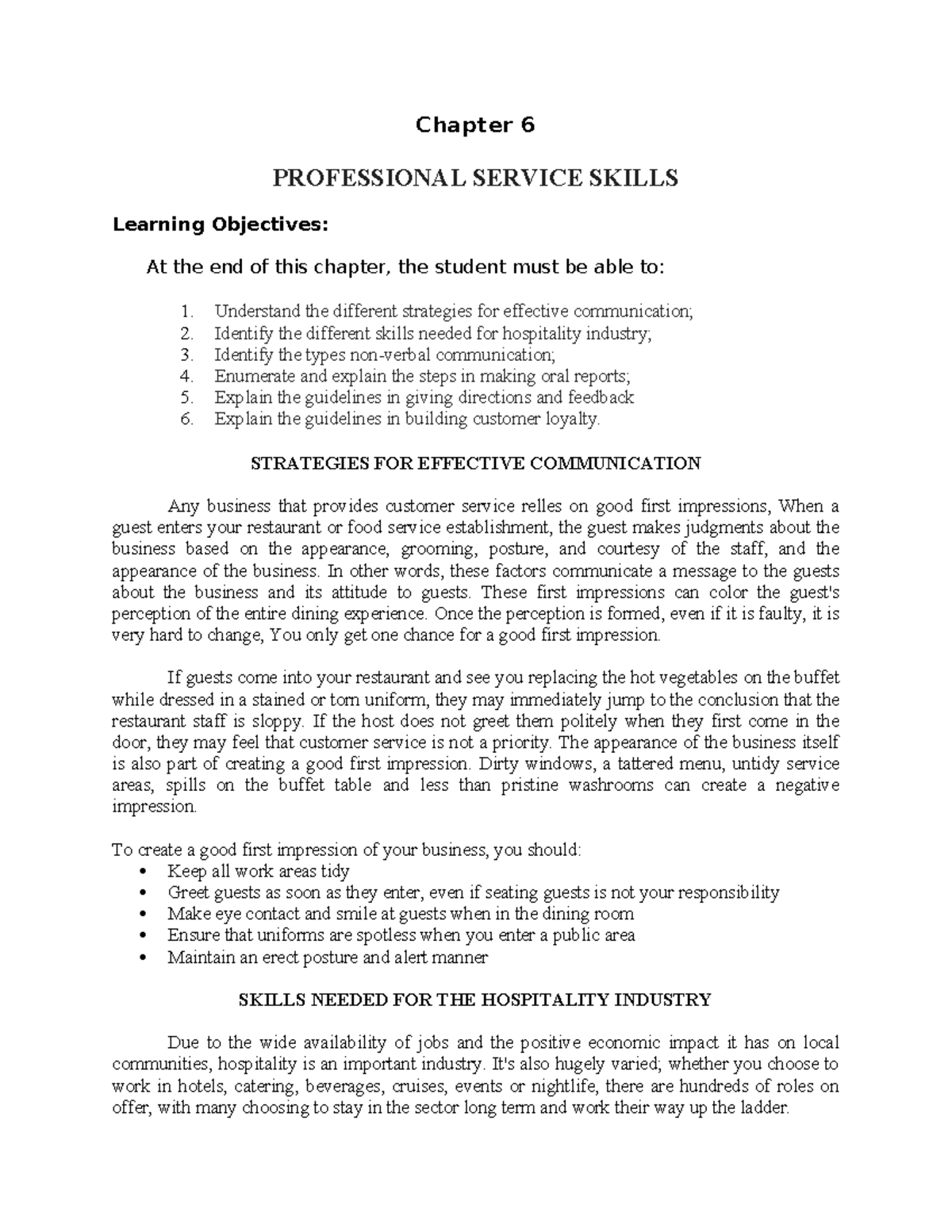Chapter-6-QSM - Chapter 6 - Chapter 6 PROFESSIONAL SERVICE SKILLS ...