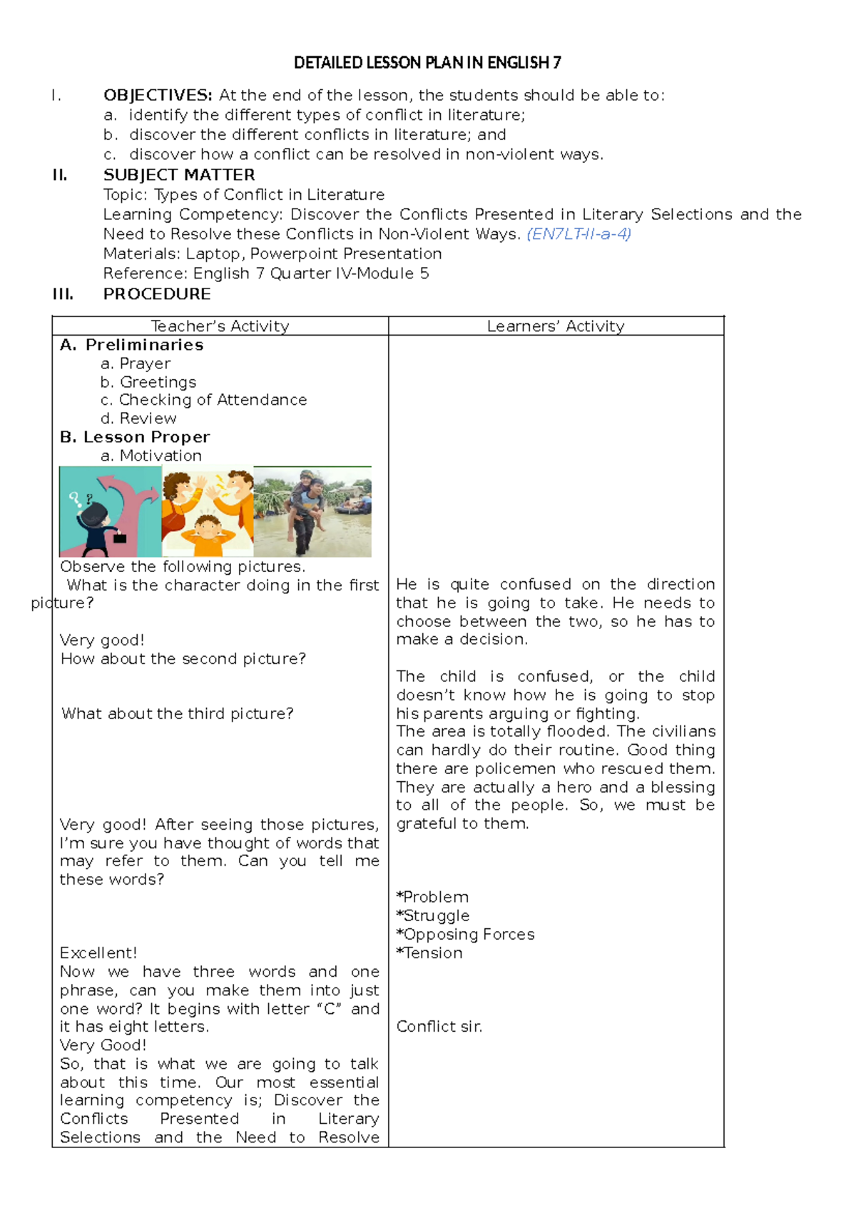 Detailed Lesson PLAN IN English 7 demo - DETAILED LESSON PLAN IN ...