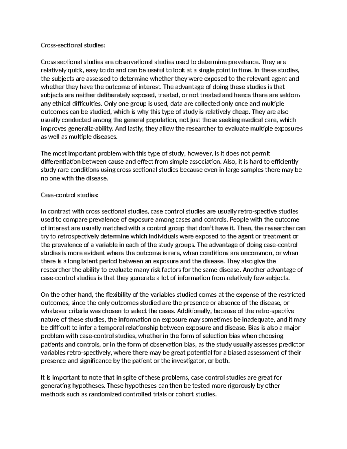 Cross sectional vs case control - Cross-sectional studies: Cross ...