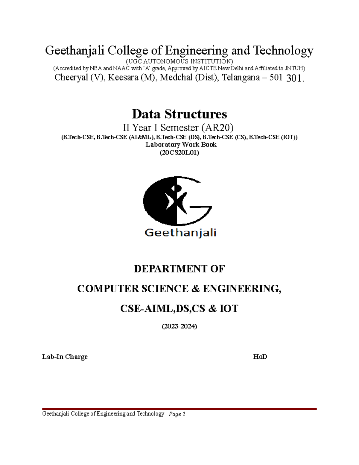 DS- Workbook - PRACTSE MANUAL - Geethanjali College of Engineering and ...