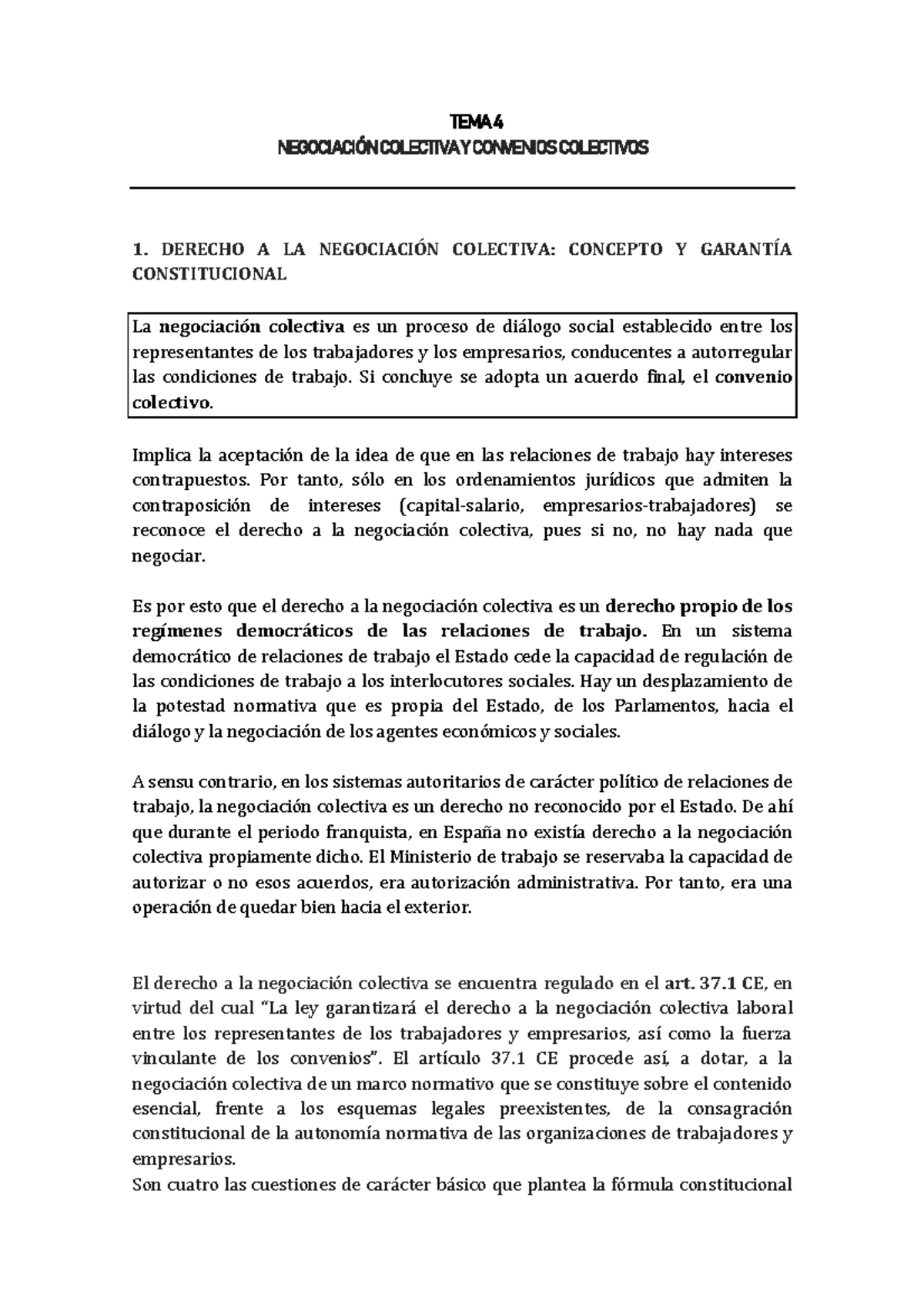 TEMA 4 definitivo - Prof Mónica Molina - TEMA 4 NEGOCIACI”N COLECTIVA Y CONVENIOS COLECTIVOS 1 ...