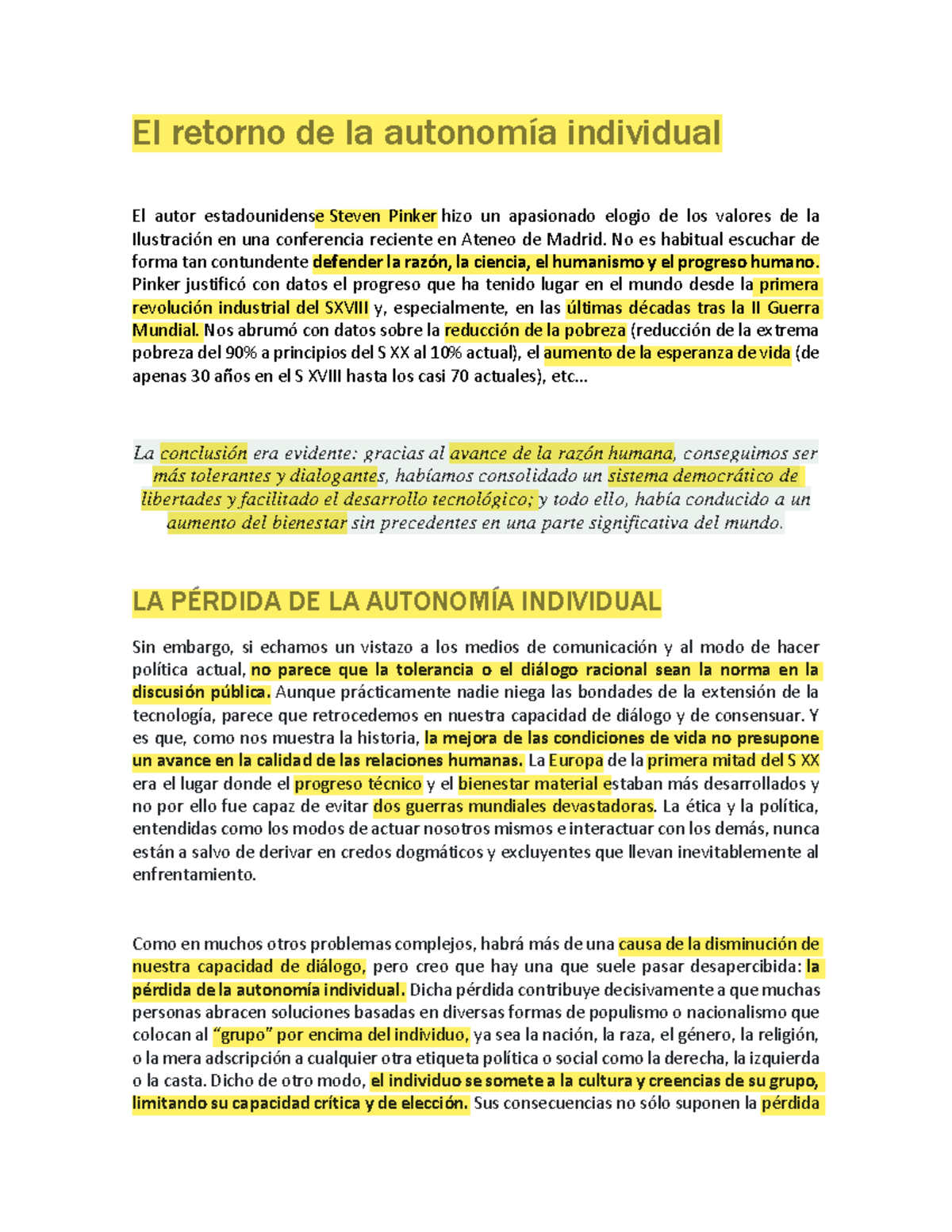El retorno de la autonomía individual - El retorno de la autonomía ...