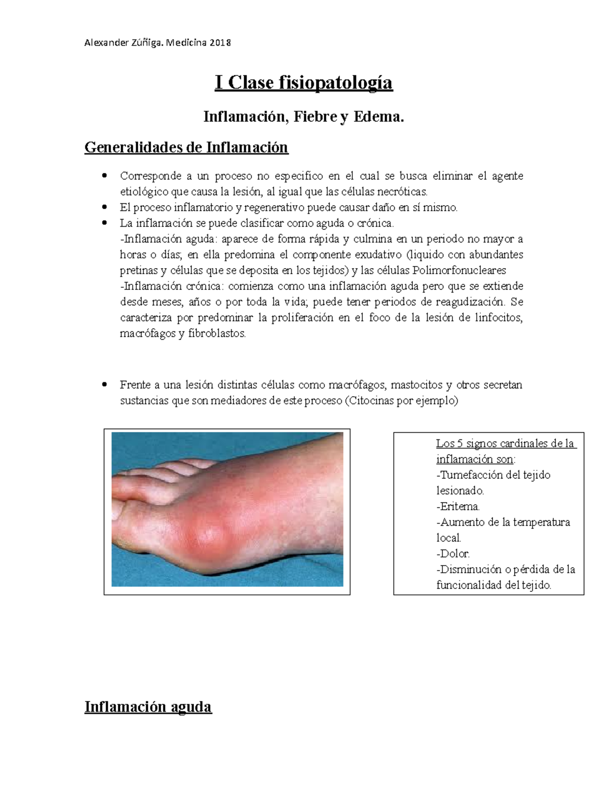 Inflamacion, fiebre y edema - Alexander Zúñiga. Medicina 2018 I Clase ...