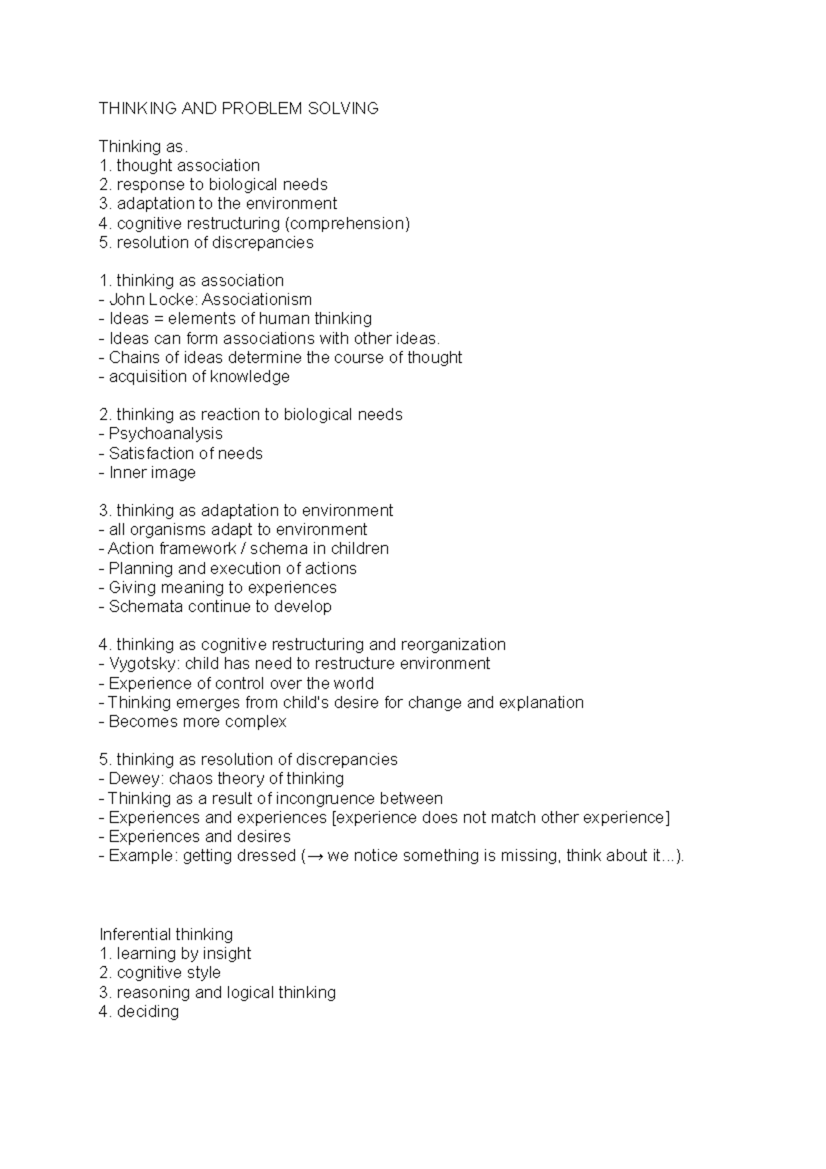 Thinking AND Problem Solving - THINKING AND PROBLEM SOLVING Thinking as ...