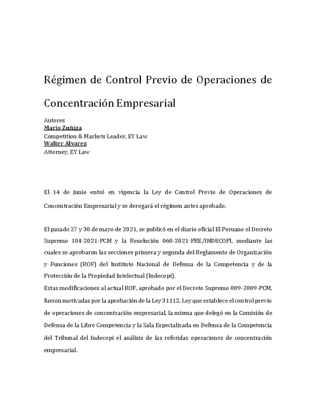 Régimen de Control Previo de Operaciones de Concen 220907 102715 - Ré gimén dé Control Prévio dé ...