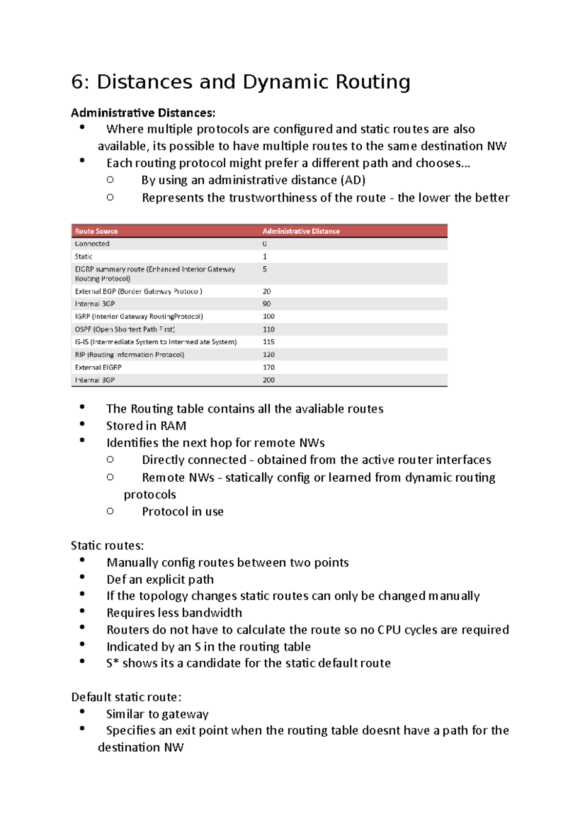6 Distances and Dynamic Routing - 6: Distances and Dynamic Routing ...