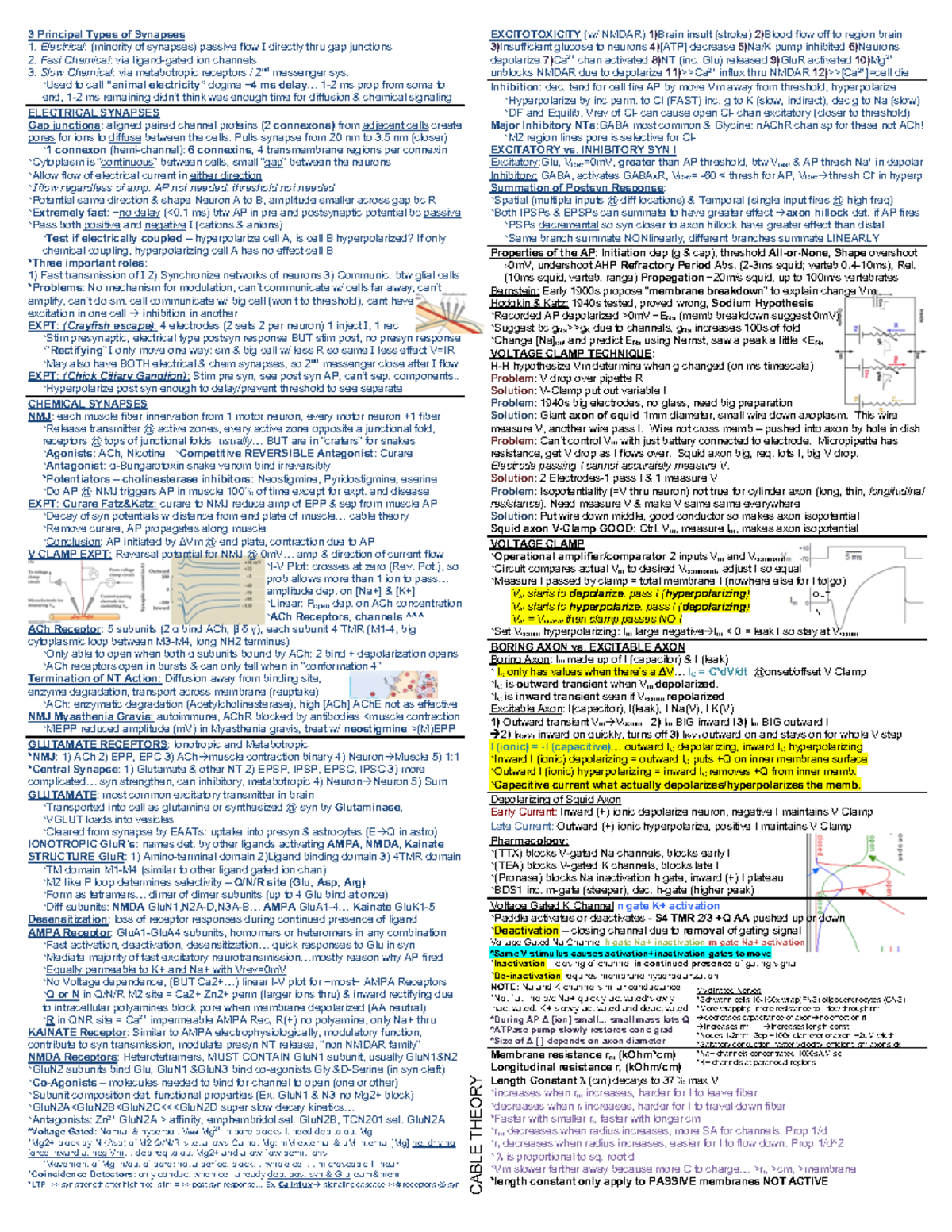 Neurophys-Equation-Sheet - OUT IN CABLE THEORY Myelinated Nerves ...