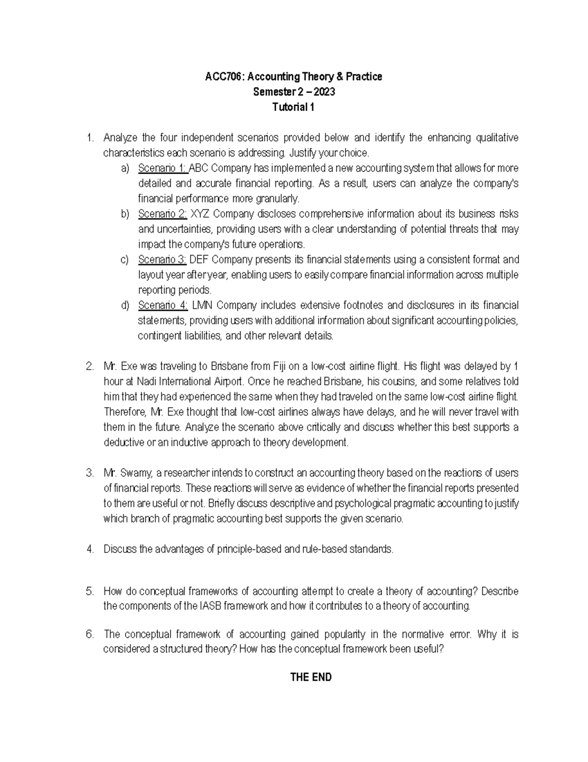 Tutorial 1 - Readings - ACC706: Accounting Theory & Practice Semester 2 ...