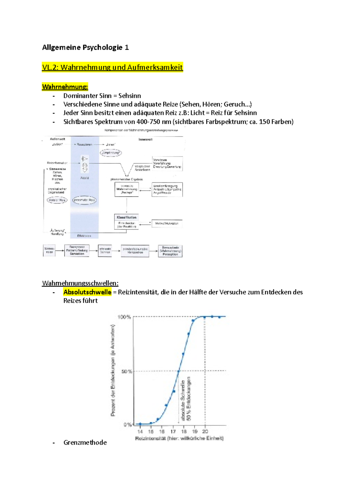 Allgemeine Psychologie 1 - ..) - Jeder Sinn besitzt einen adäquaten Reiz z: Licht = Reiz für ...