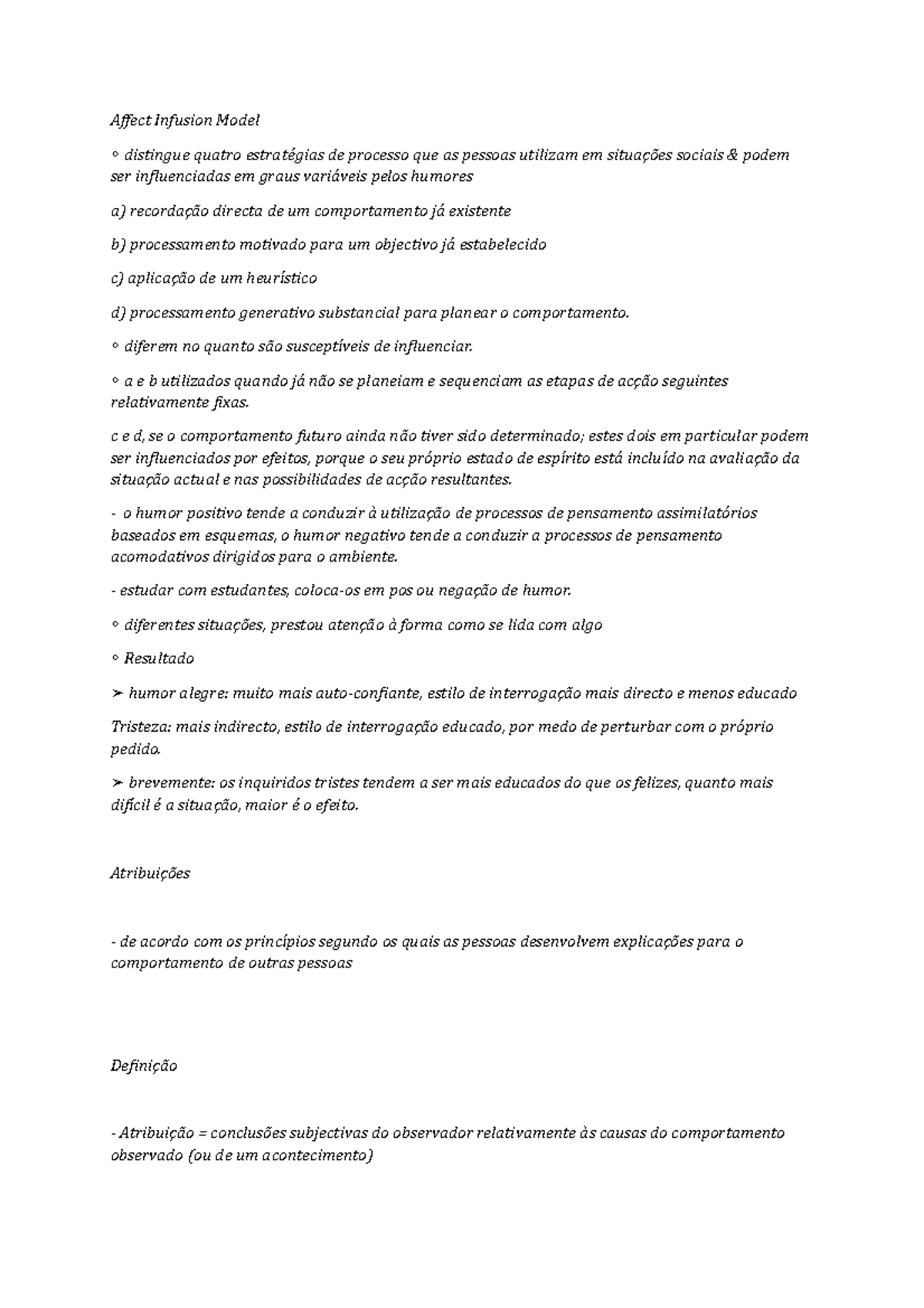 Affect Infusion Model - Apontamentos Psicologia - Affect Infusion Model ...