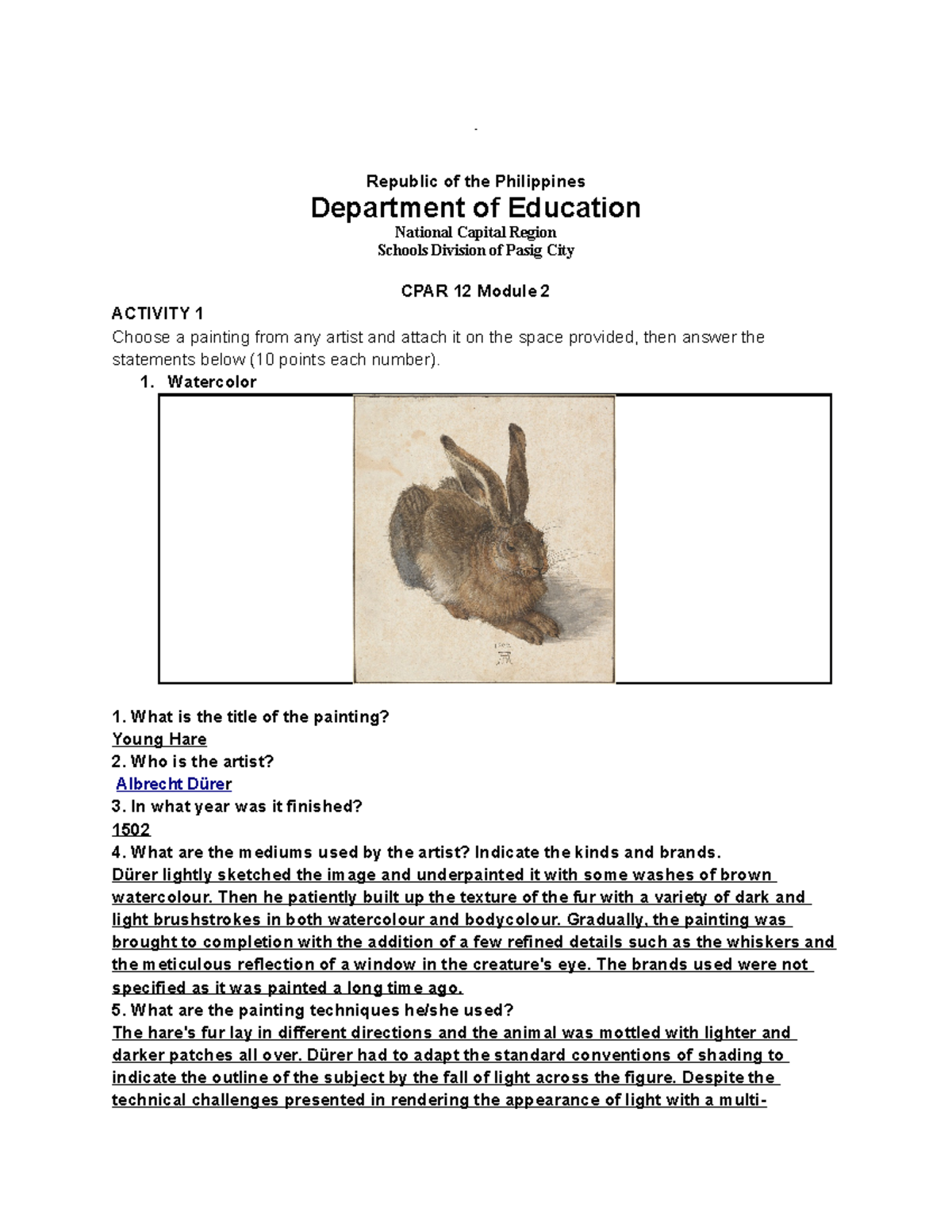 CPAR 12 Module 2 (assignment) - Republic of the Philippines Department ...