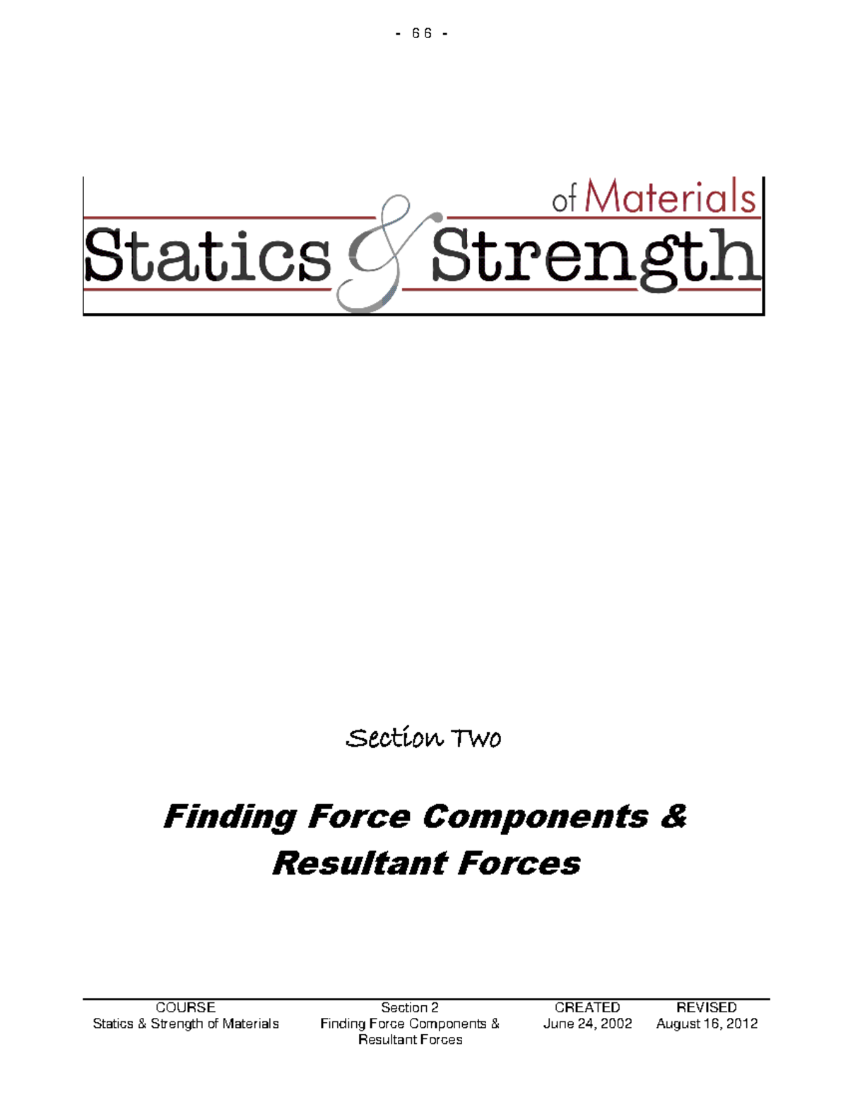 02 Finding Force Rv Aug 2012 - 66 Section Two Finding Force Components ...