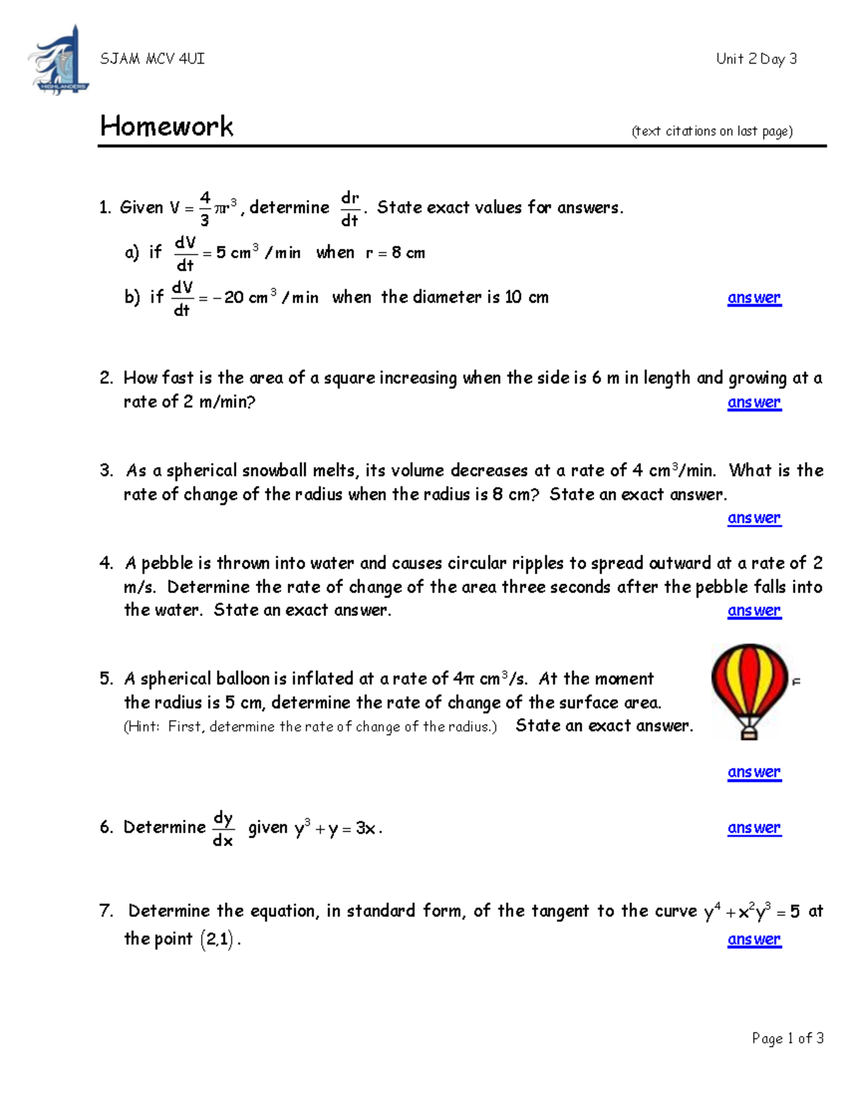 MCV4UI 2-3 - Homework - Calc HW - ####### SJAM MCV 4UI Unit 2 Day 3 ...