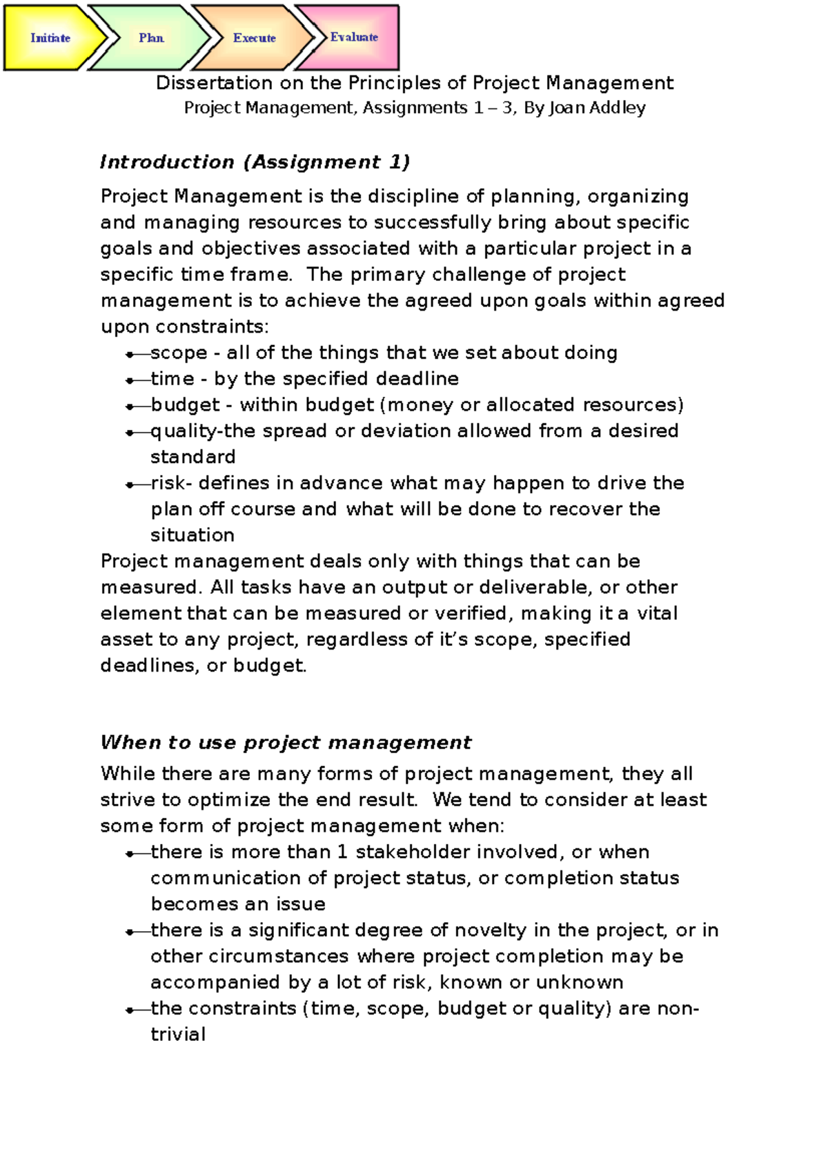 Project managmentn notes - Project Management, Assignments 1 – 3, By ...