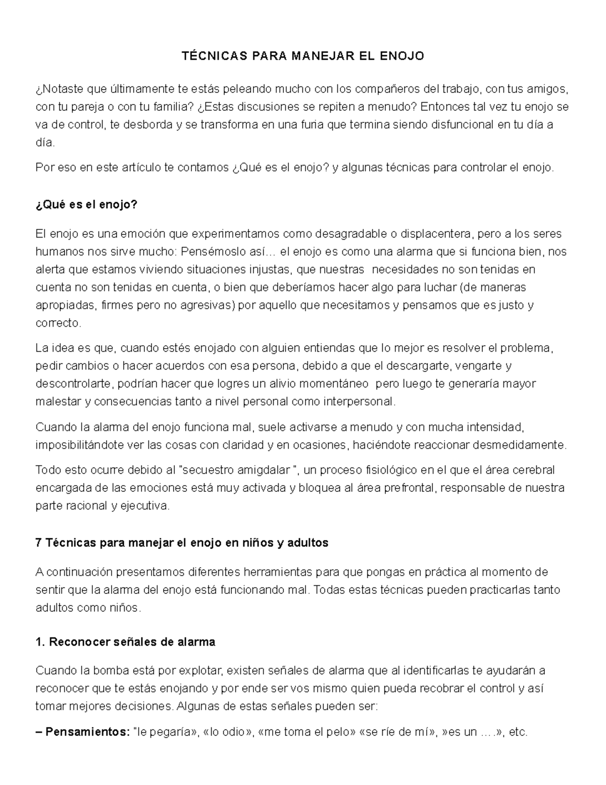 Estrategias para controlar su enojo - TÉCNICAS PARA MANEJAR EL ENOJO ...