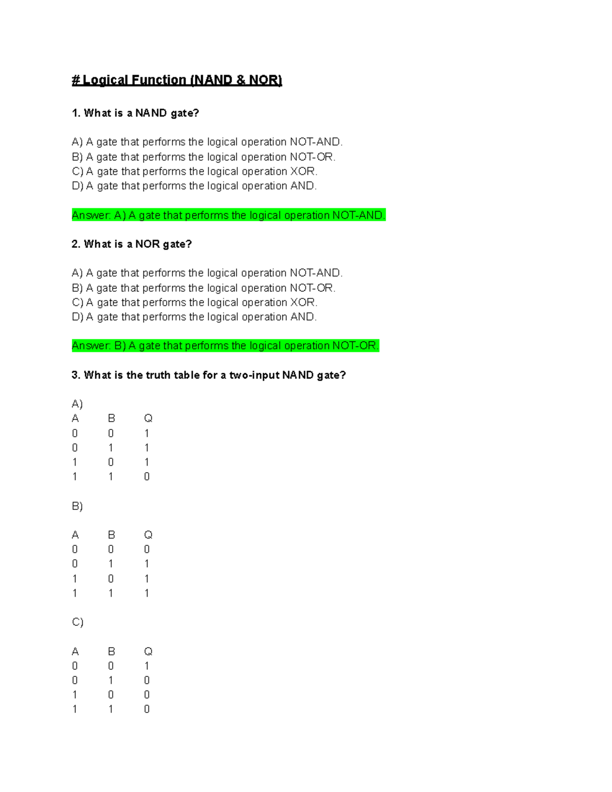 Logical Function Class Task Logical Function Nand And Nor What Is A