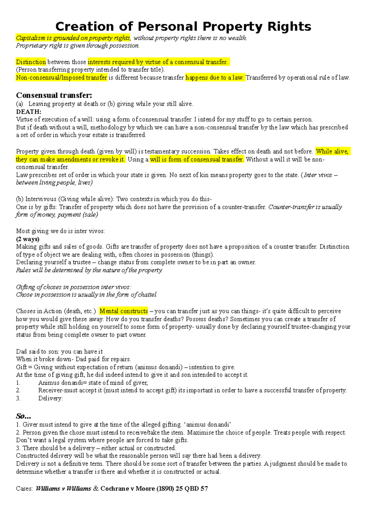 Creation of Personal Property Rights-PP - Creation of Personal Property ...